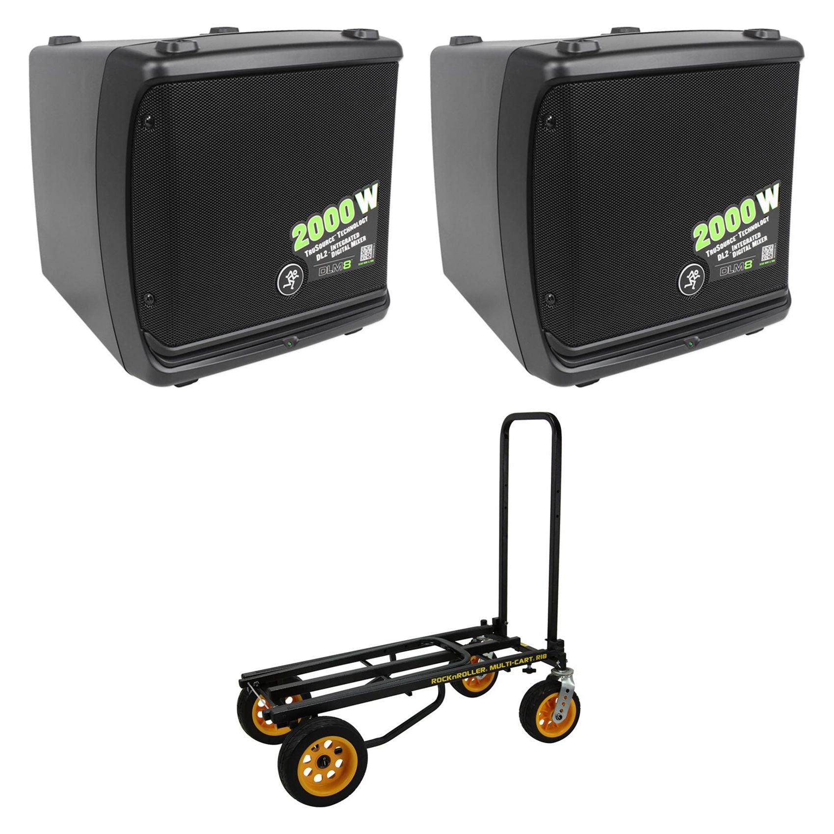 (2) Mackie DLM8 2000 Watt 8" Full-Range Class D Powered DJ PA Speakers ...