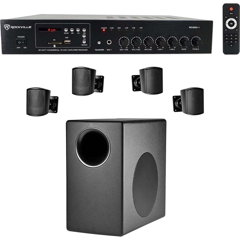 Rockville RCS80-1 60 Watt 70v Commercial/Restaurant Amplifier/Bluetooth ...