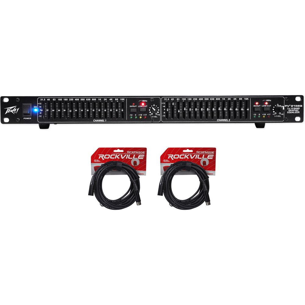 Peavey PV 215 EQ Blk Dual 15 Band Graphic Equalizer+Control Sliders+XL ...