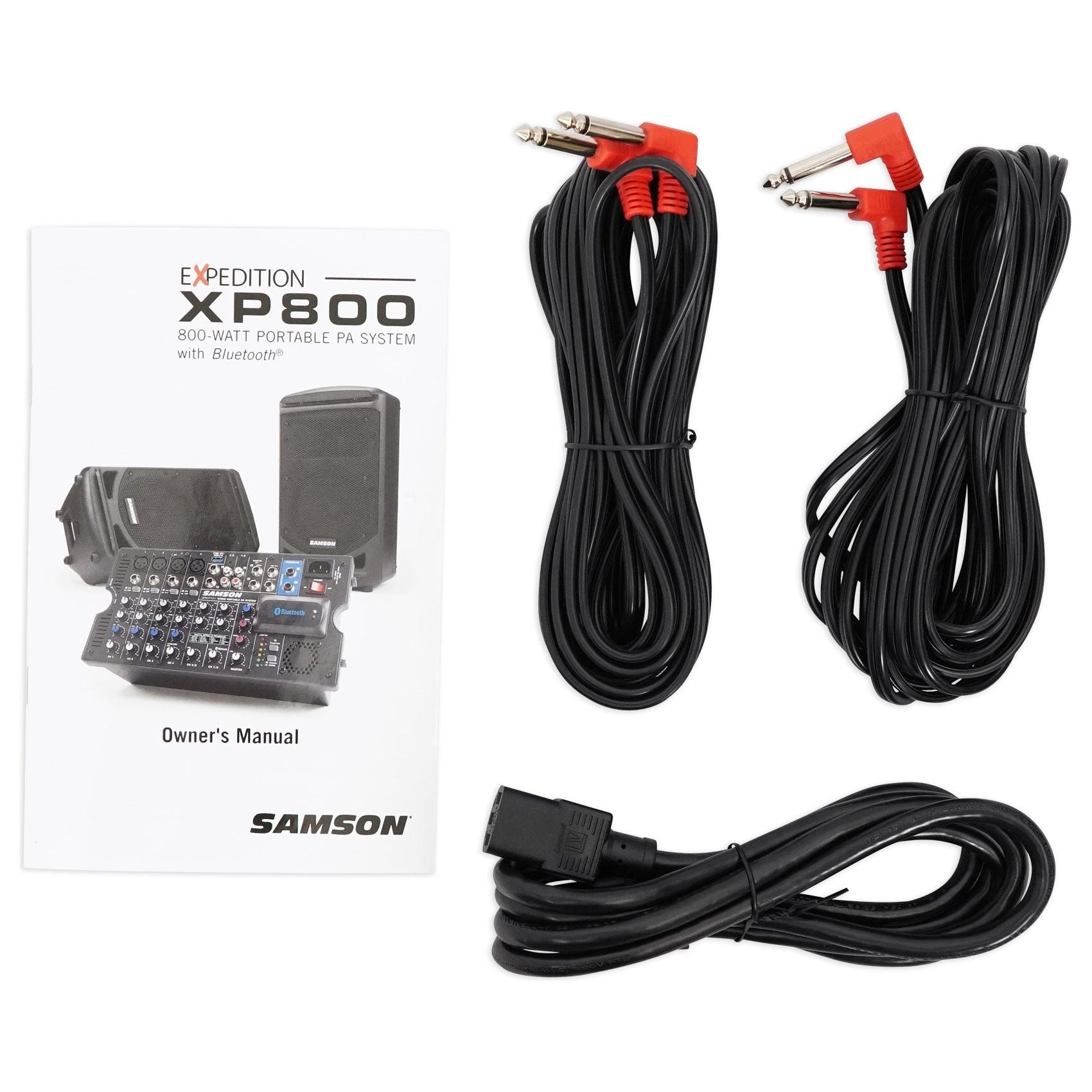 Samson Expedition XP800 800w 8" PA DJ Speakers+Powered Mixer+Mics+Cabl ...