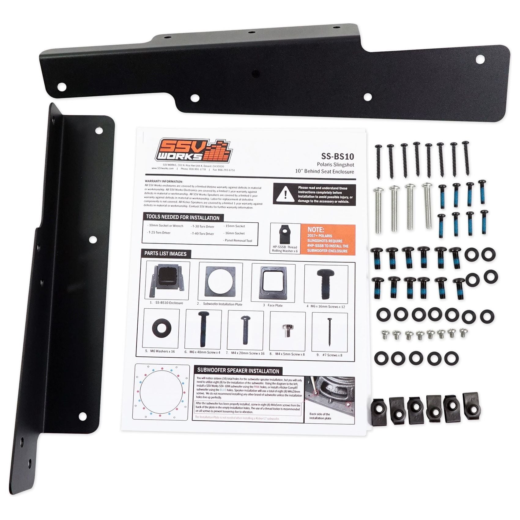 Polaris Slingshot 10" Subwoofer Enclosure+Free Motorcycle/ATV Handlebar ...