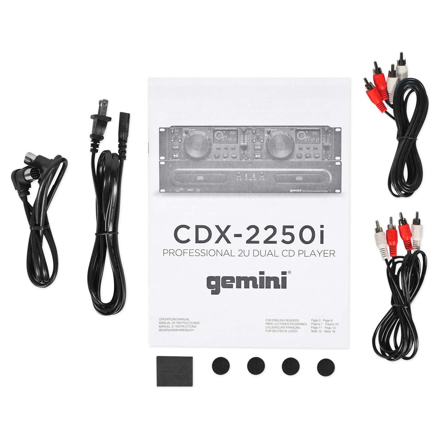 Gemini CDX-2250i Pro DJ Dual Two Deck Rack Mount CD/MP3 Media Player+2 ...