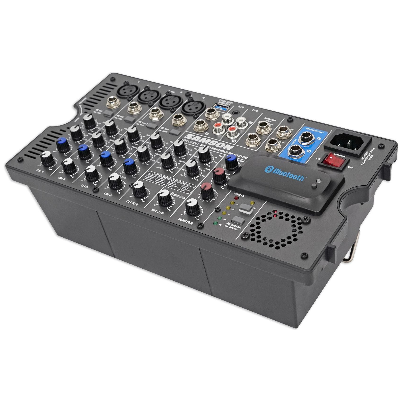 Samson Expedition XP800 800w 8" PA DJ Speakers+Powered Mixer+Mics+Cabl ...